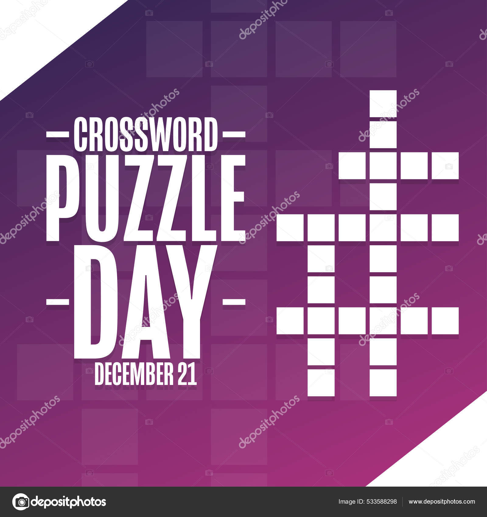 Crossword Puzzle Day. December 21. Holiday concept. Template for ...