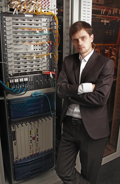 Senior Network engineer in server room - Stock Image - Everypixel