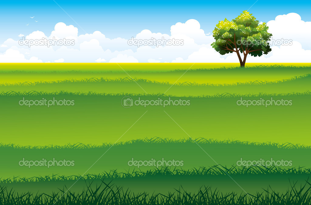 Green field and tree Stock Vector Image by ©Natuska #25716873