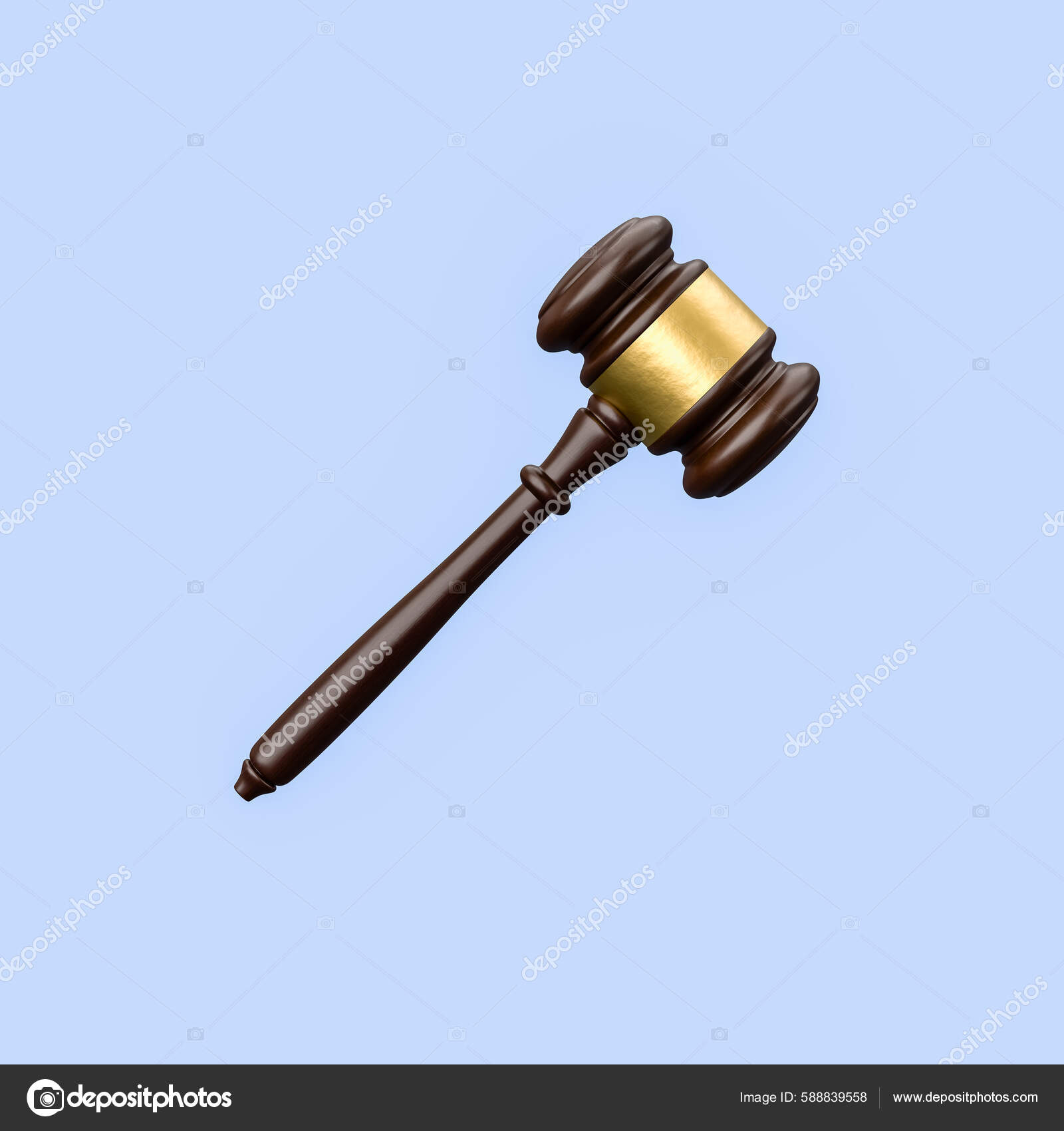 Judges Gavel Isolated Blue Background Render Illustration Justice ...