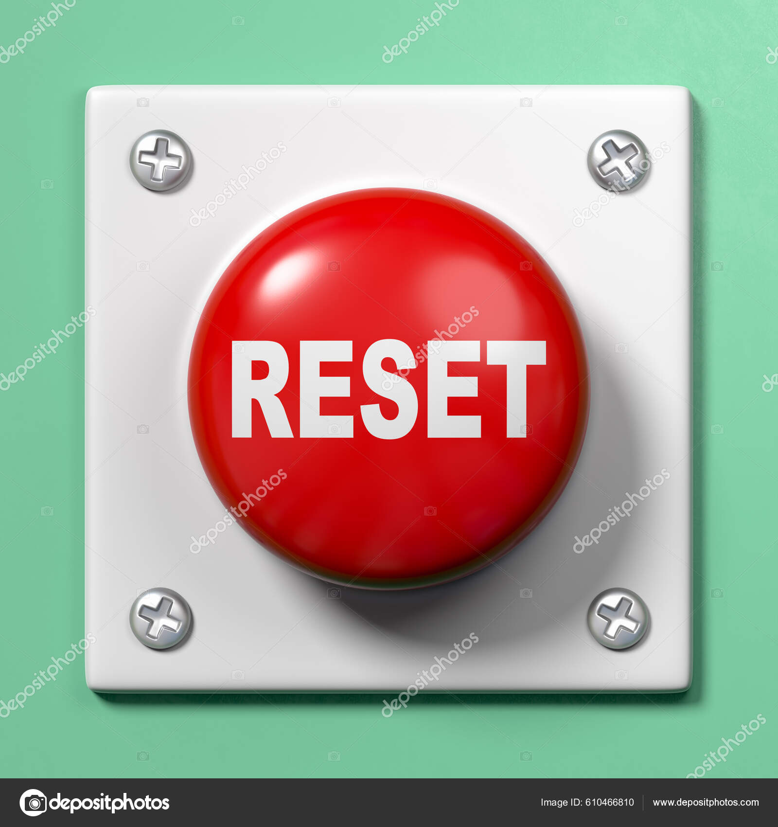 Red Button Reset Text Green Background Rendering Illustration — Stock ...