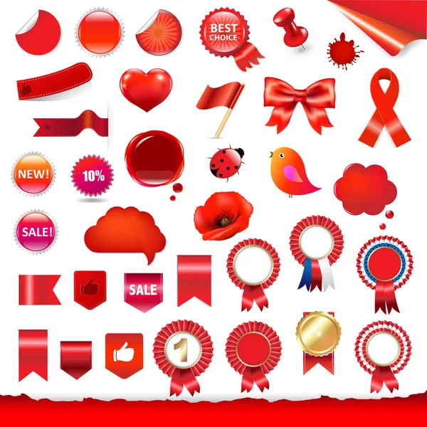 Big Red Labels And Ribbons Set — Stock Vector © sammep #24675213