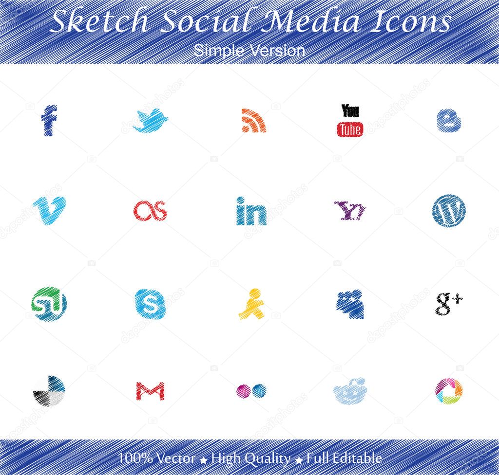 Sketch Social Media Badges - Simple version) — Stock Vector ... Sketch Social Media Badges - Simple version) — Stock Vector ...