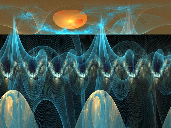 Fantasy Ice Planet, fantasy alien landscape with ice, snow and m ...