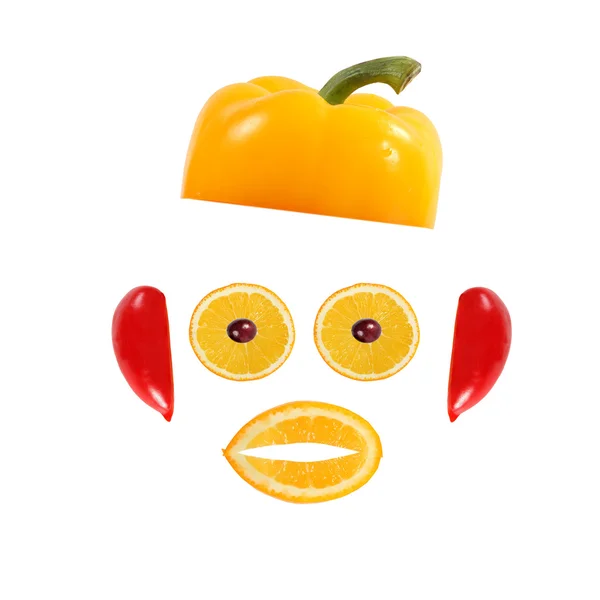 Healthy eating. Funny men's faces made of vegetables and fruits — Stock ...