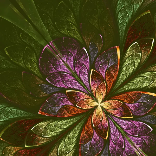 Beautiful fractal flower in yellow and red. — Stock Photo © velirina ...