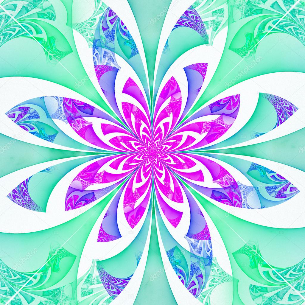 Fabulous symmetrical flower pattern. Computer generated graphics ...