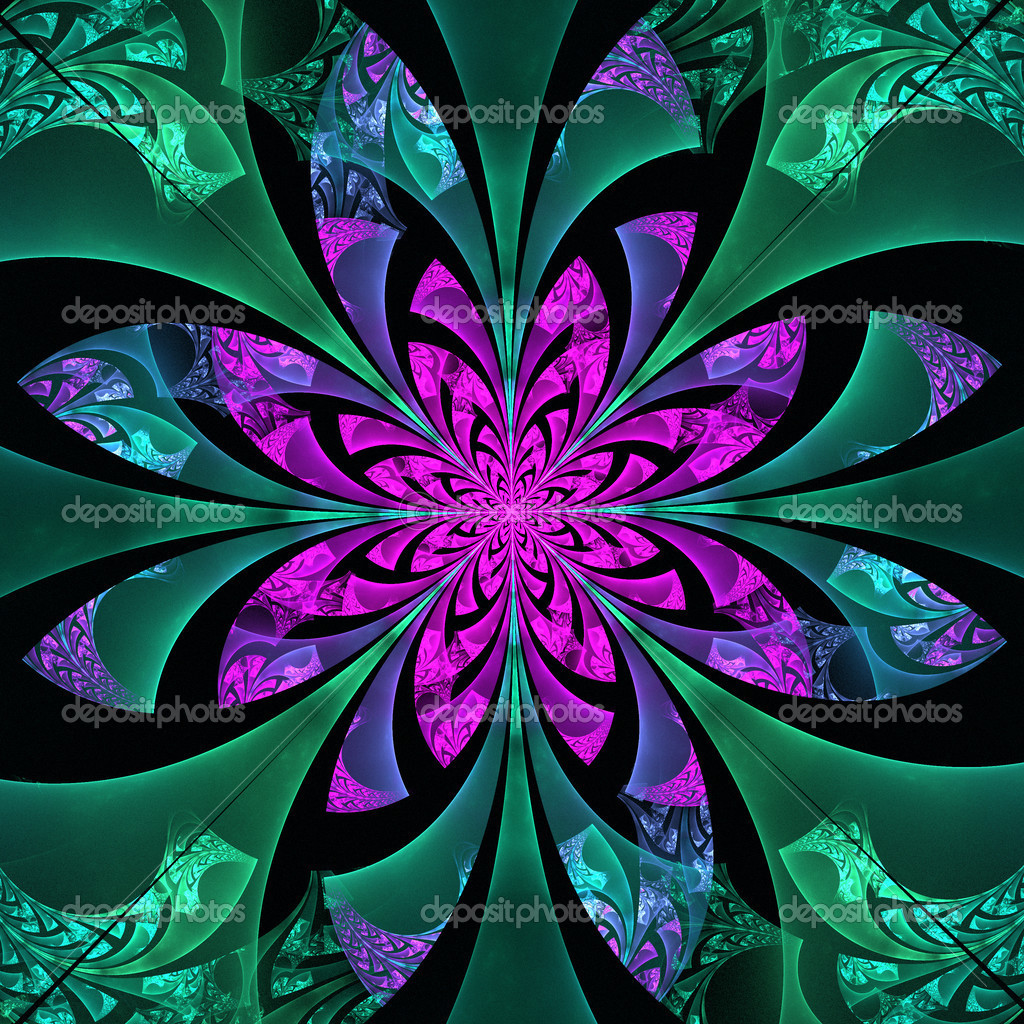 Fabulous symmetrical flower pattern. Computer generated graphics ...