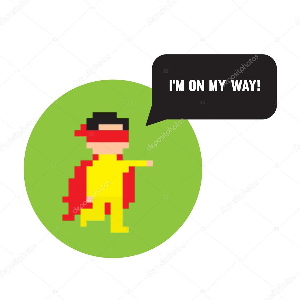 Pixel Hero ⬇ Vector Image by © chuckchee | Vector Stock 37433381