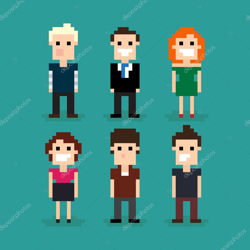 픽셀 아트 사람들 스톡 벡터 - ©chuckchee 37433437