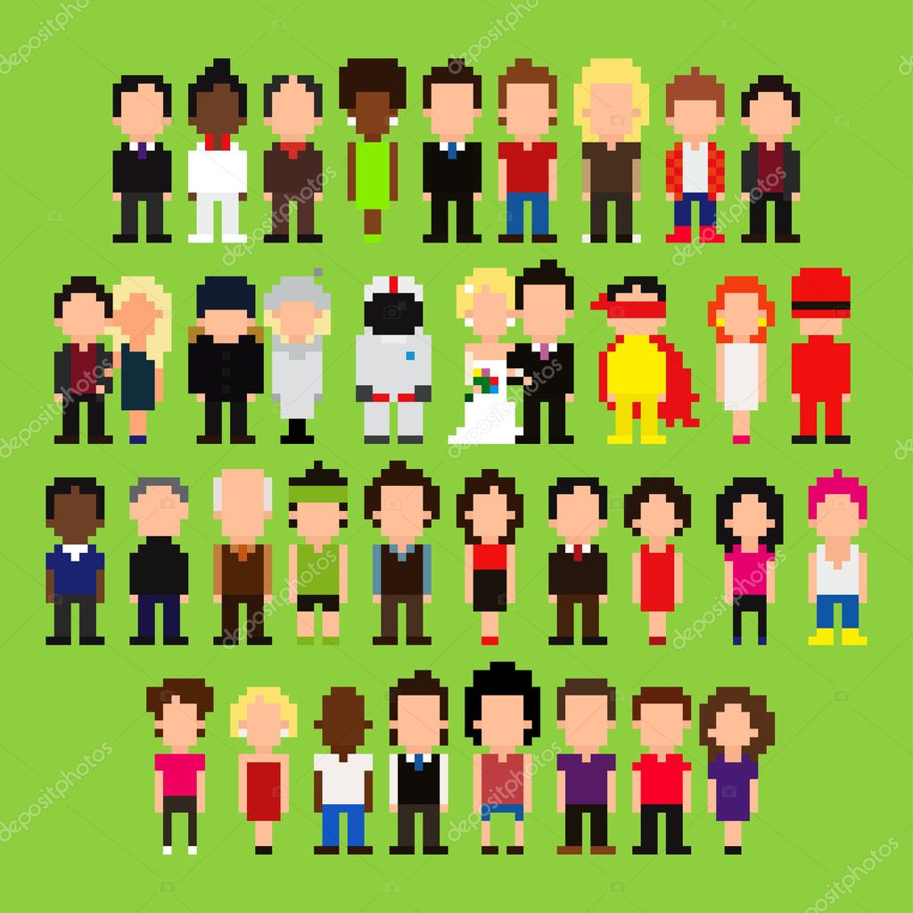 Pixel People Stock Vector Image by ©chuckchee #45787543