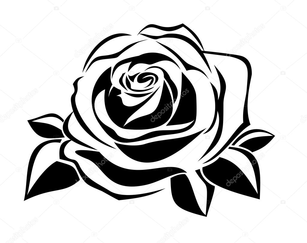 Black silhouette of rose. Vector illustration. — Stock Vector © Naddya ...
