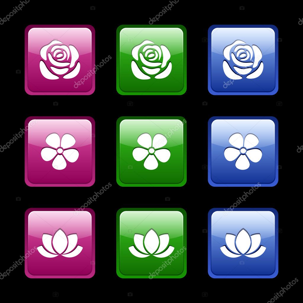 Set of nine web icons with flowers. Vector eps-10. Stock Vector Image ...