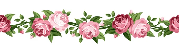 Vintage horizontal seamless vignette with red rose buds. Vector ...