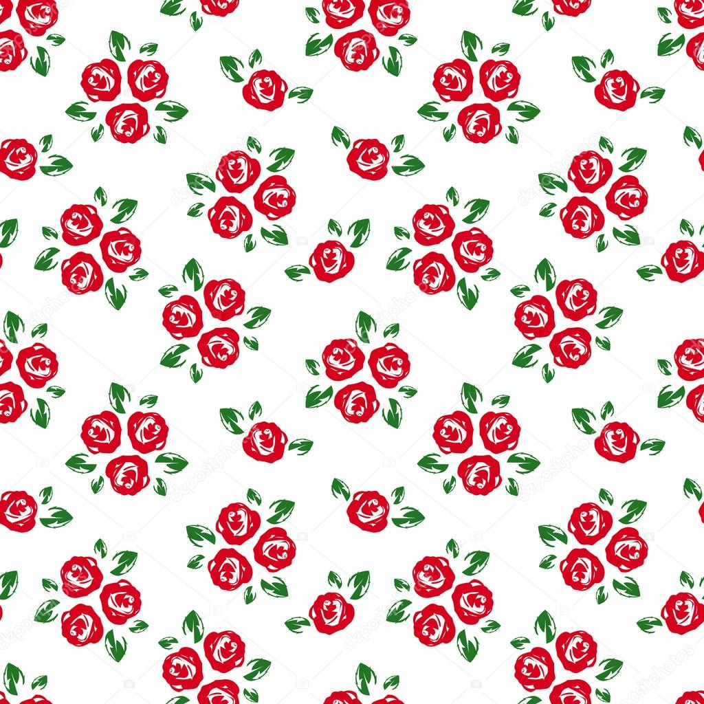 Seamless pattern with red roses. Vector illustration. Stock Vector by ...