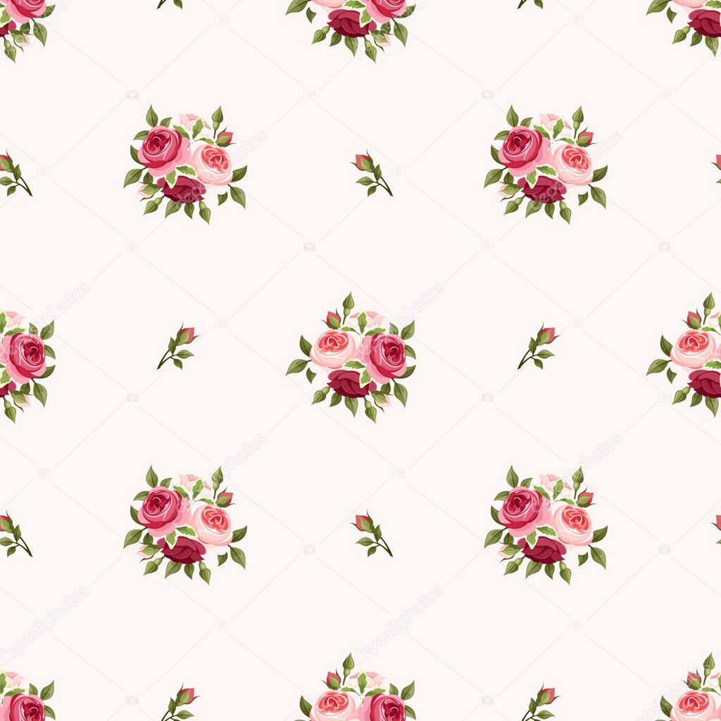 Seamless pattern with red and pink roses. Vector illustration. Stock ...