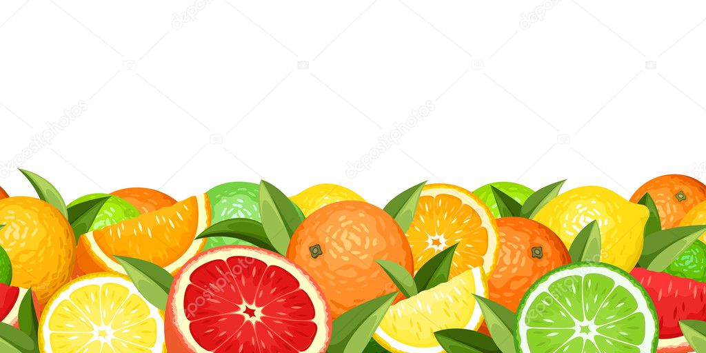 Horizontal seamless background with citrus fruits. Vector illustration ... Horizontal seamless background with citrus fruits. Vector illustration ...