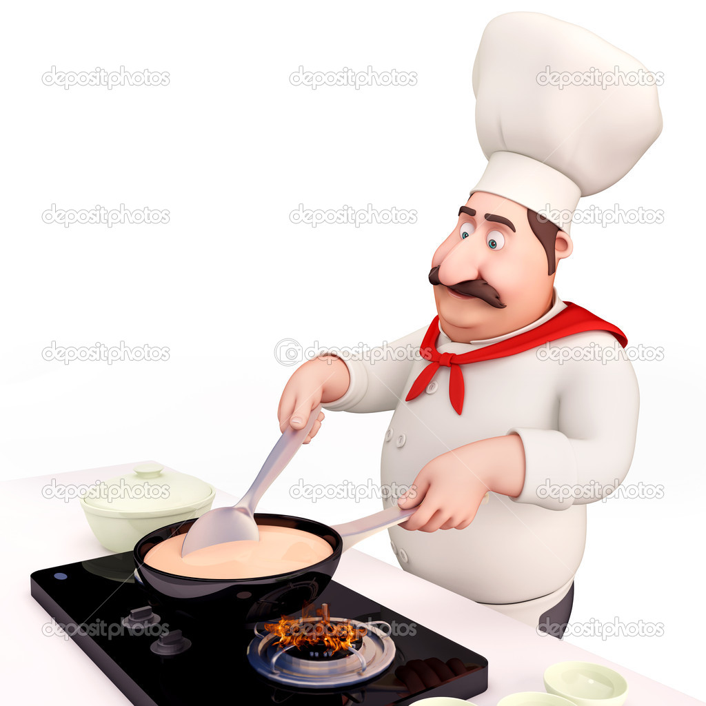 Happy enjoying chef with cooking — Stock Photo © pixdesign123 #13779924