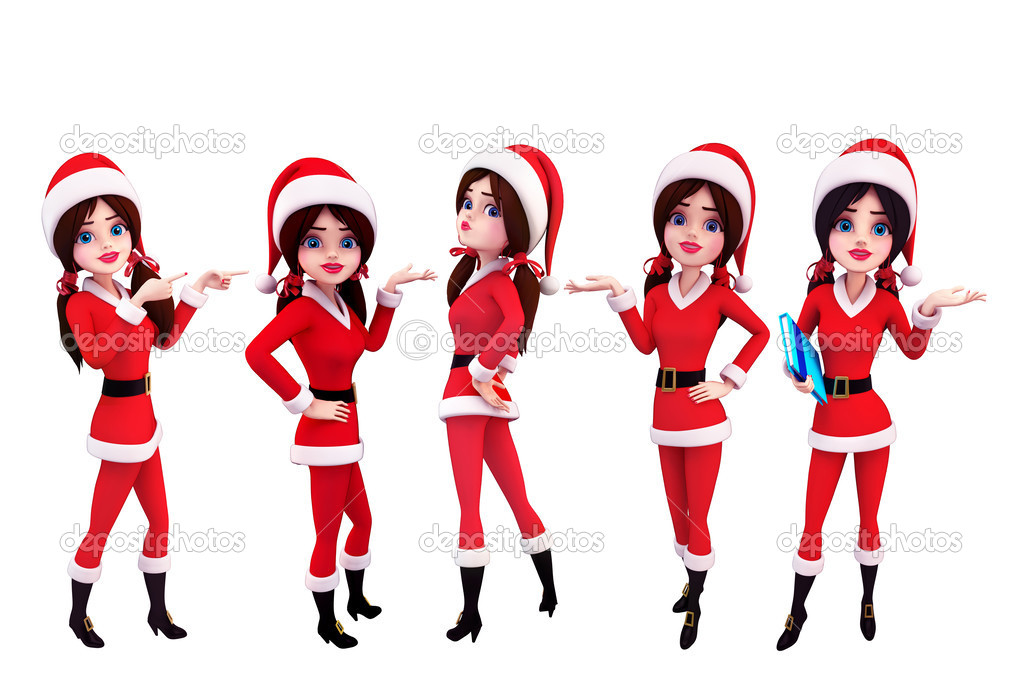 Happy santa girl Stock Illustration by ©pixdesign123 #35228533