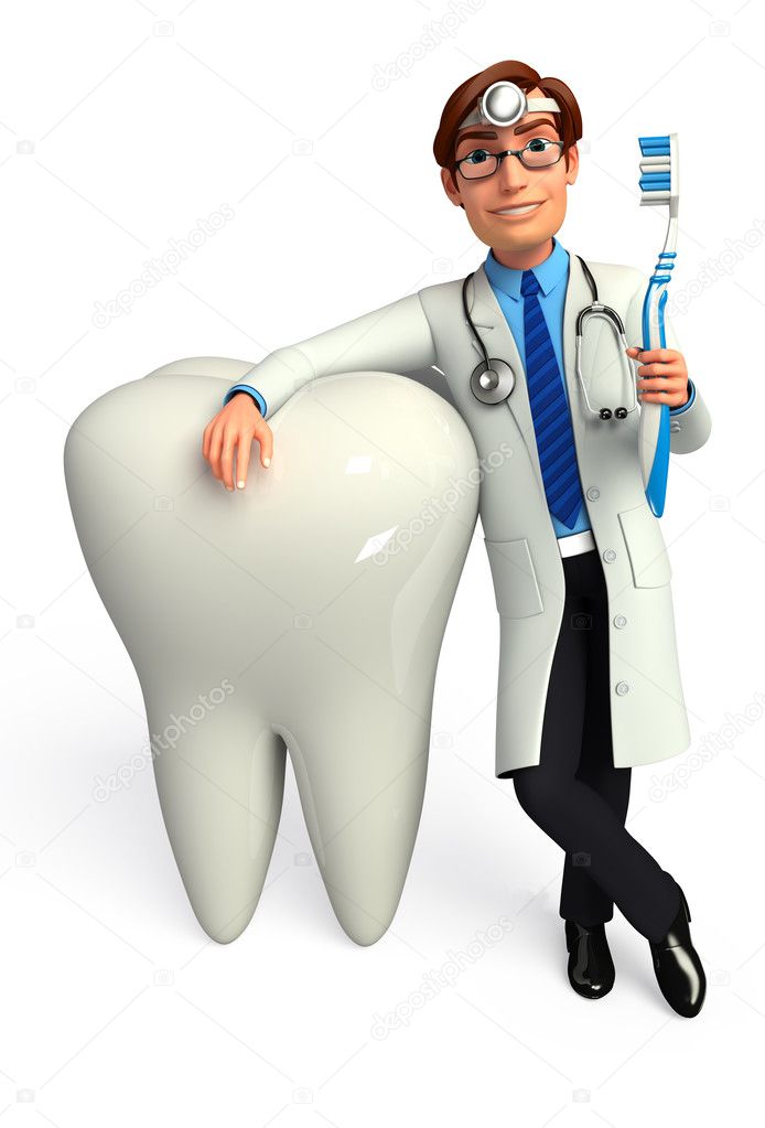 Doctor with toothbrush and teeth — Stock Photo © pixdesign123 #36784187