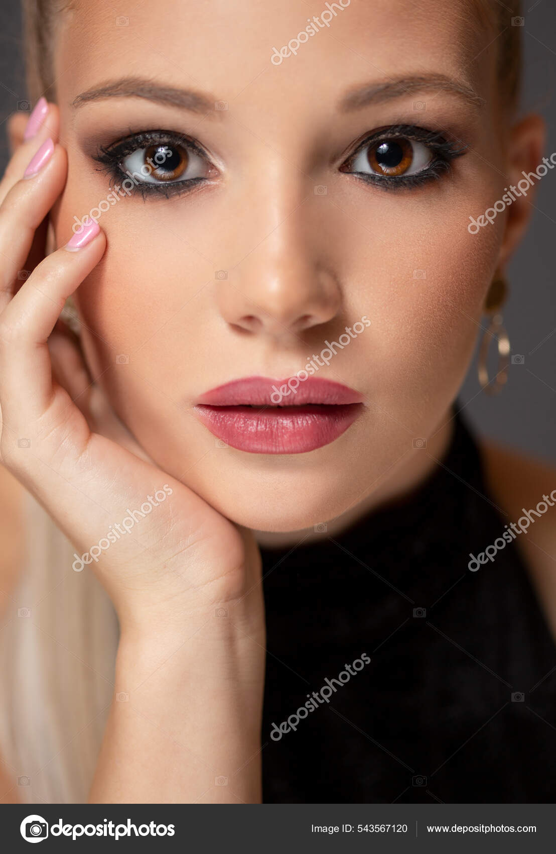 Studio Portrait Beautiful Young Blond Model Porfessional Makeup — Stock ...