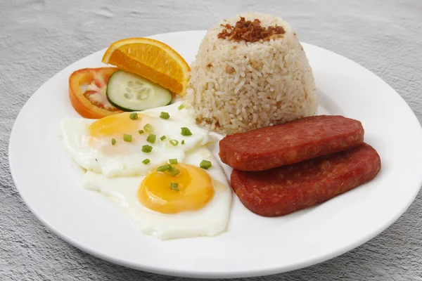 Photo Freshly Cooked Filipino Food Called Tocilog Cured Pork Egg Stock Photo by ©junpinzon 589361114