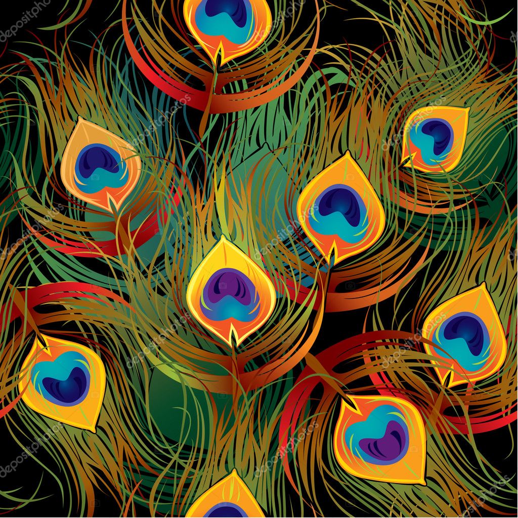 Seamless Pattern Peacock Feathers — Stock Vector © Lian2011 13615801