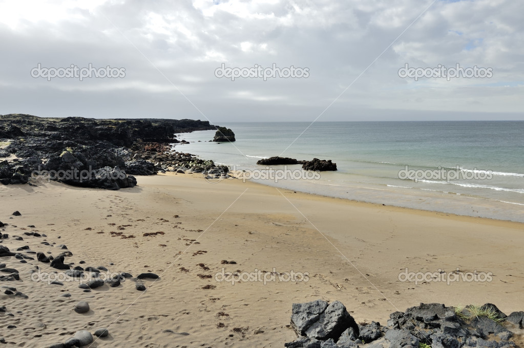 Golden beach at Skardsvik, Iceland — Stock Photo © leospek #12823846