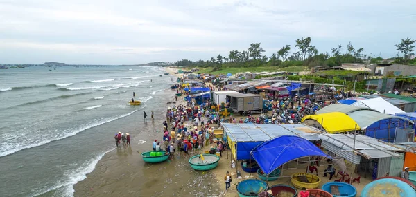 Mui Ne, Vietnam - July 1st, 2022: Mui Ne fish market seen from above ...