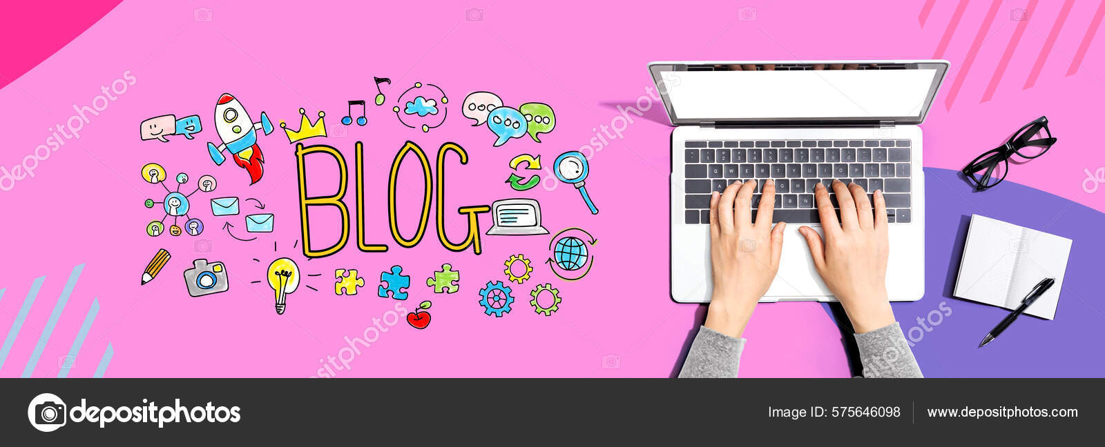 Blog Theme Person Using Laptop Computer — Stock Photo © Melpomene ...