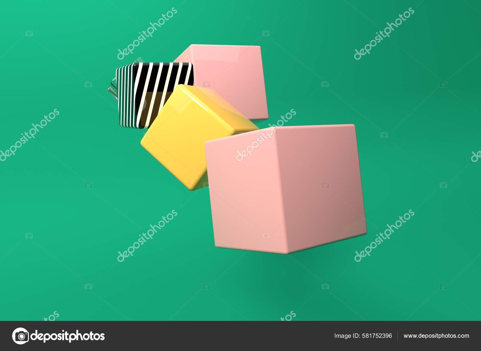 Abstract Render Illustration Cube Shapes Stock Illustration by ...