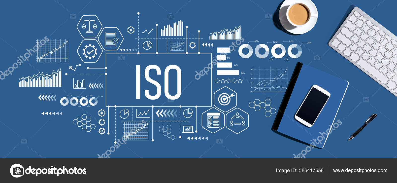 Iso Theme Computer Keyboard Office Items — Stock Photo © Melpomene ...