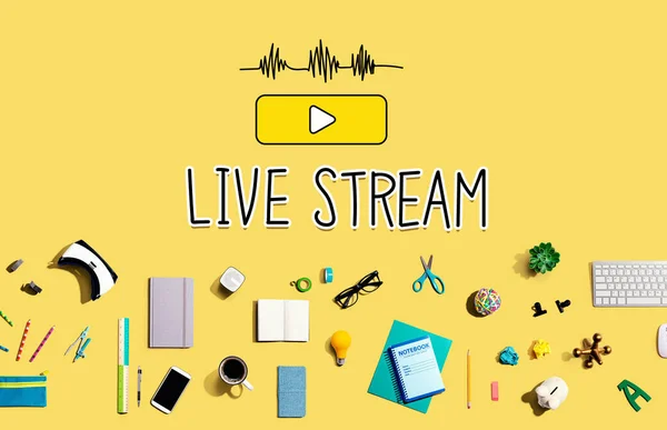 Live stream with collection of electronic gadgets and office supplies ...