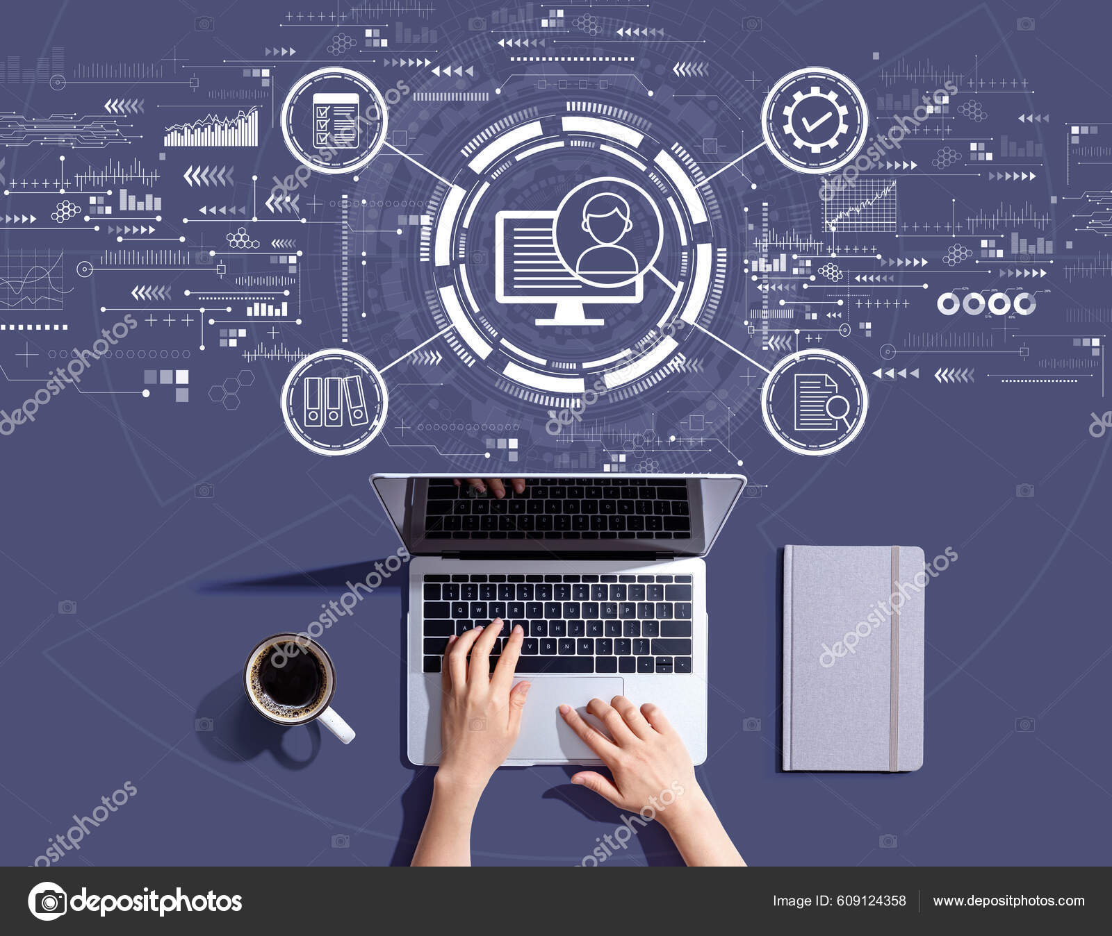 Document Management System Concept Person Using Laptop Computer — Stock Photo © Melpomene #609124358