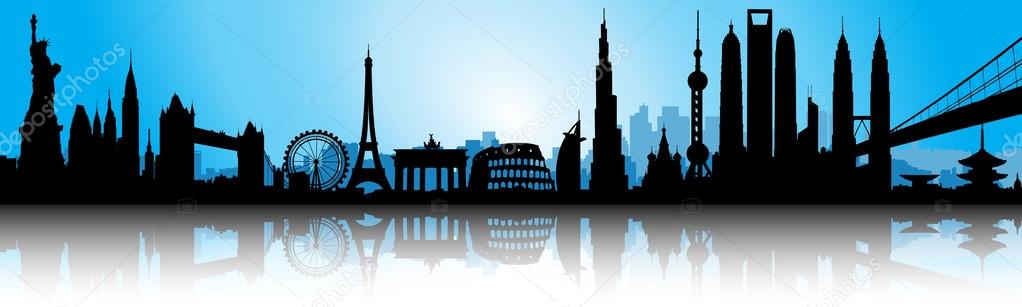 International Blue skyline — Stock Vector © tangducminh #27644593