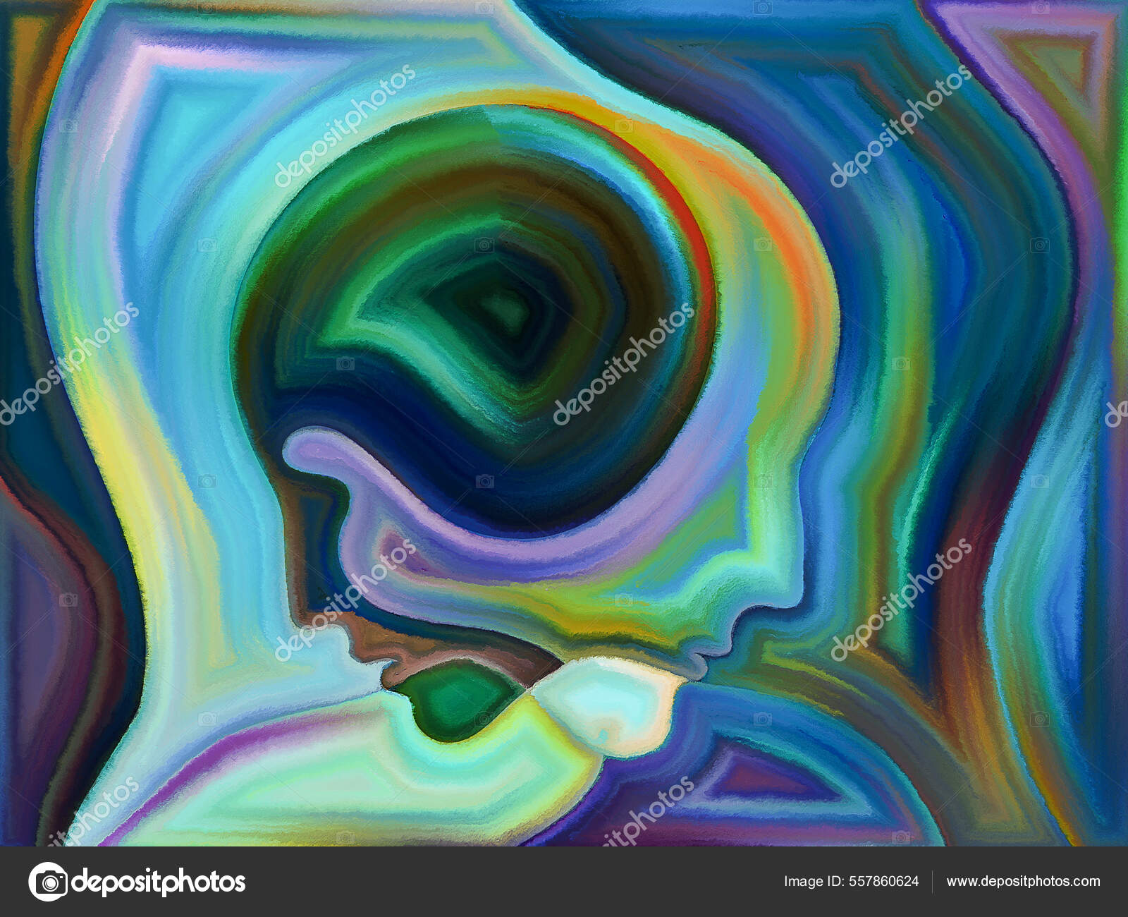 Abstract Painted Design Human Heads Subject Karma Fate Destiny Stock ...