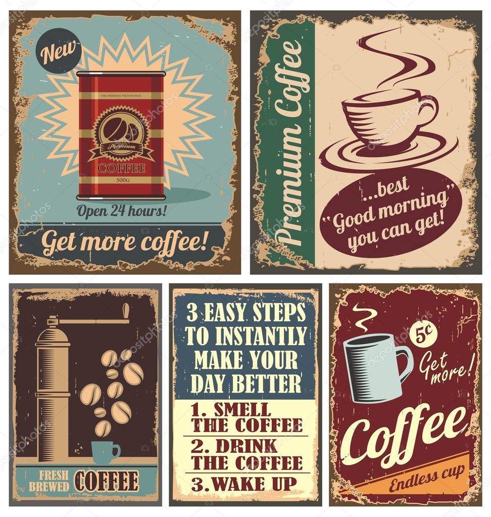 Vintage coffee posters and metal signs ⬇ Vector Image by © lukeruk ...