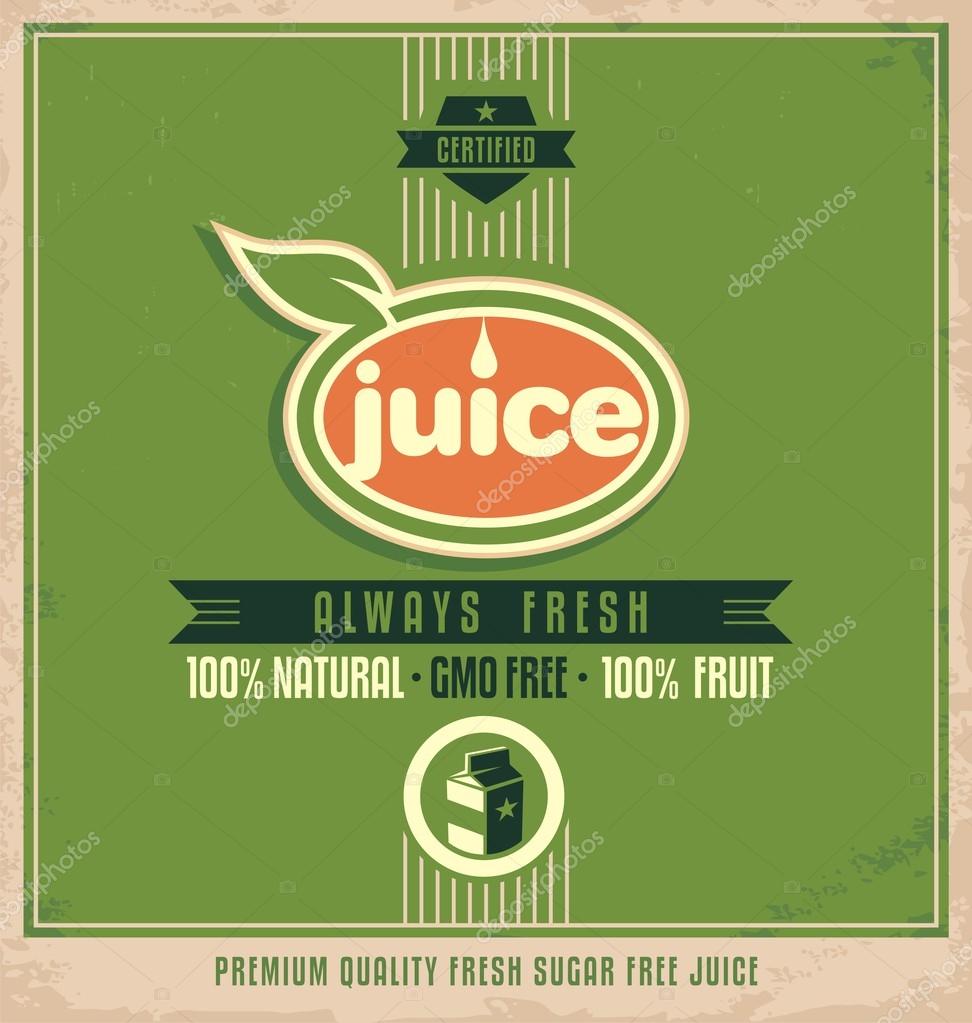 Promotional vintage printing material for organic juice Stock Vector by ...