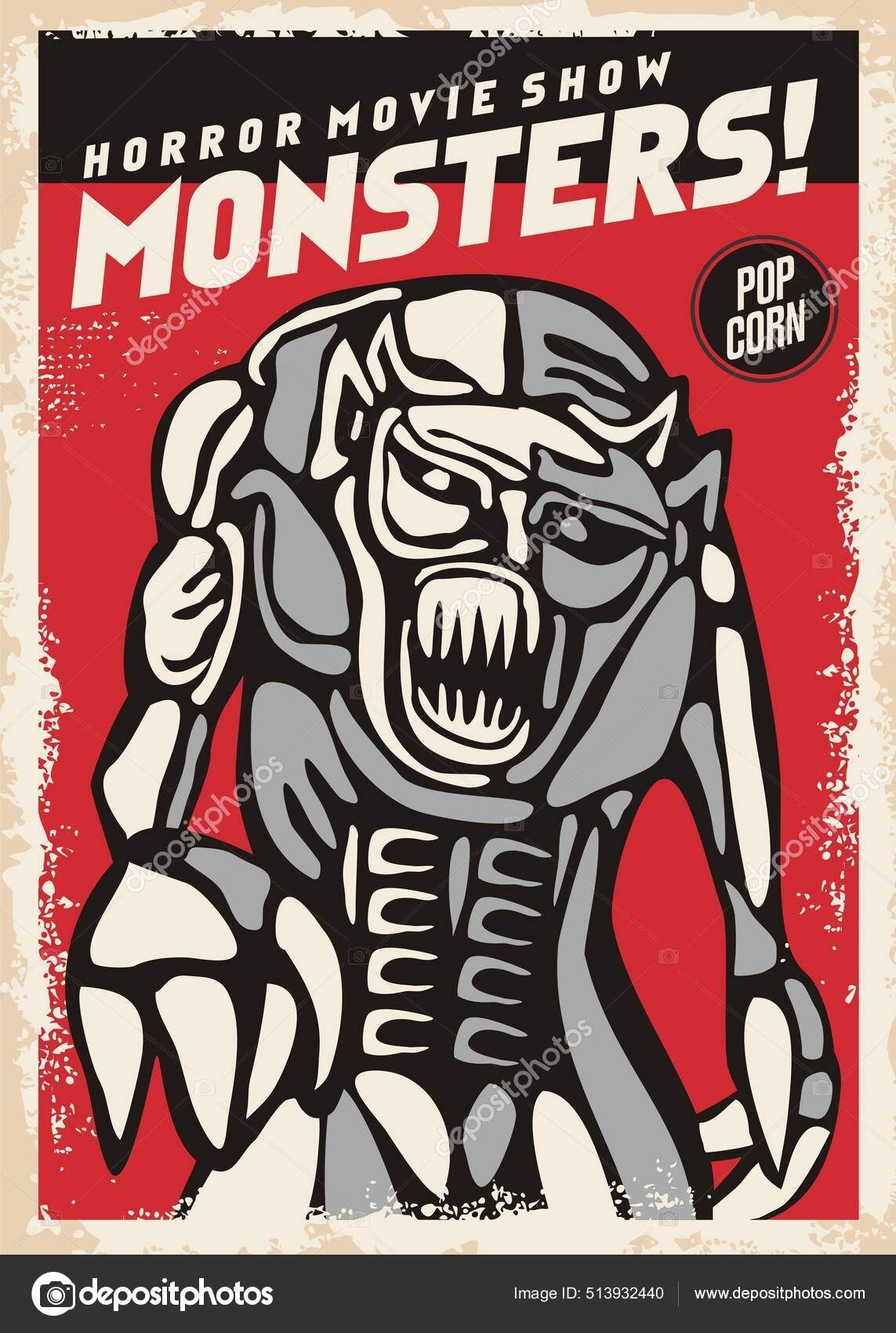 Monsters Creeps Retro Poster Cinema Movie Show Horror Fantasy Film ...