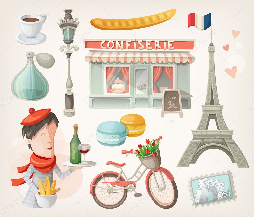 Set of french items Stock Vector Image by ©moonkin #45267167