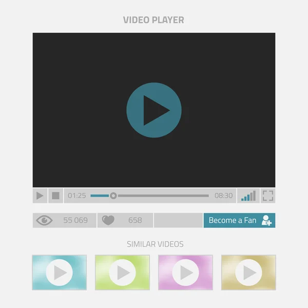 Frame video player interface. Design mockup video channel pc. Tube window template with ...