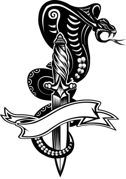 Tribal Snake And Dagger Tattoo