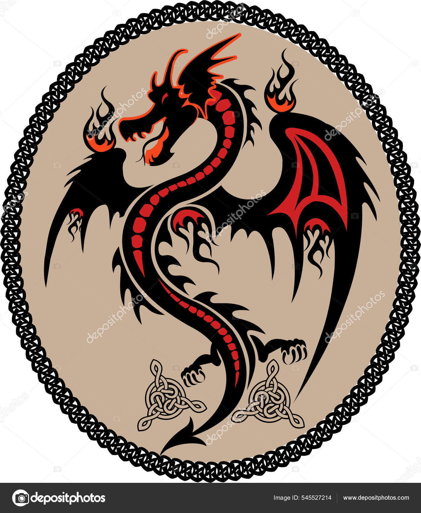 Black Tribal Dragon Tattoo Stock Vector by ©eugeneharnam 545527214