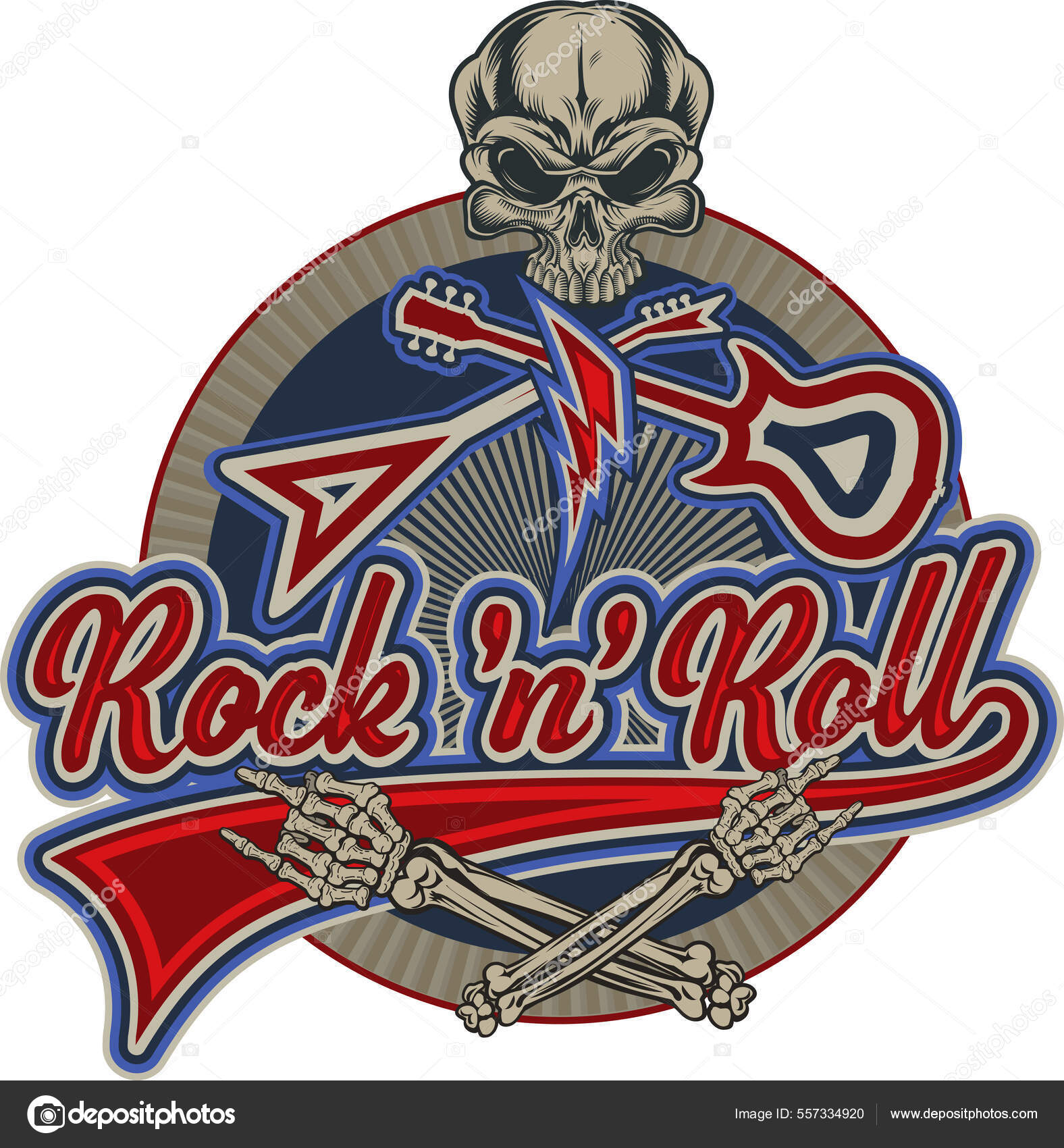 Rock 'N' Roll Banner Logo Emblem Label Design Element Creative Stock ...