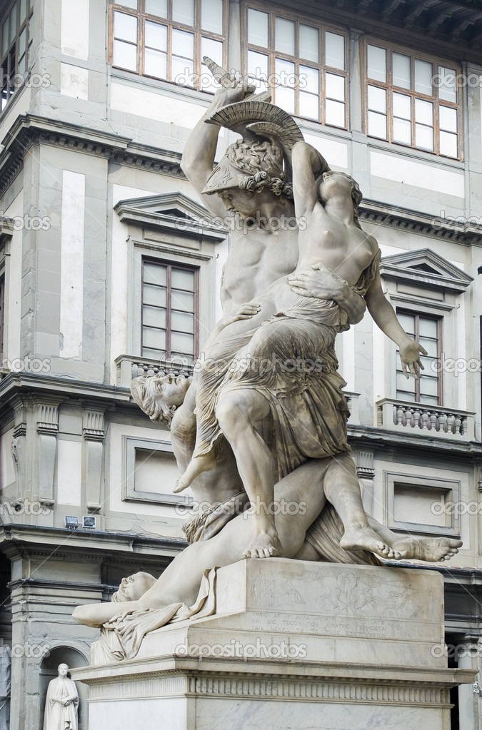 The Rape of Polyxena sculpture in Loggia della Signoria. Florenc ...