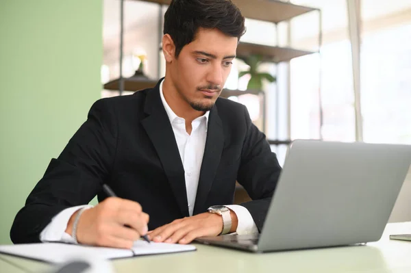 Serious intelligent concentrated young businessman, ceo, manager ...