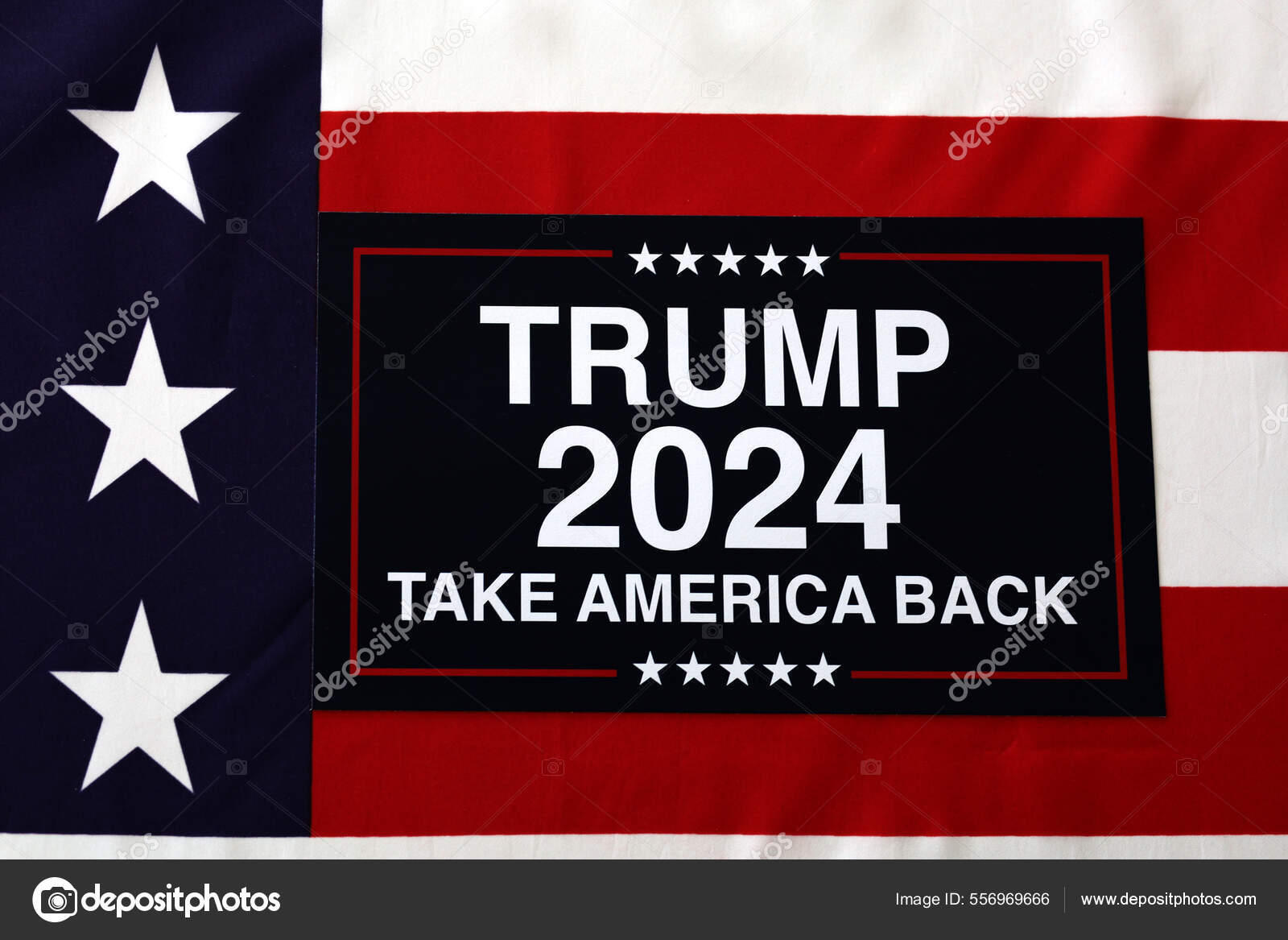 Trump Take America Back over Waving American Flag — Stock Photo ...