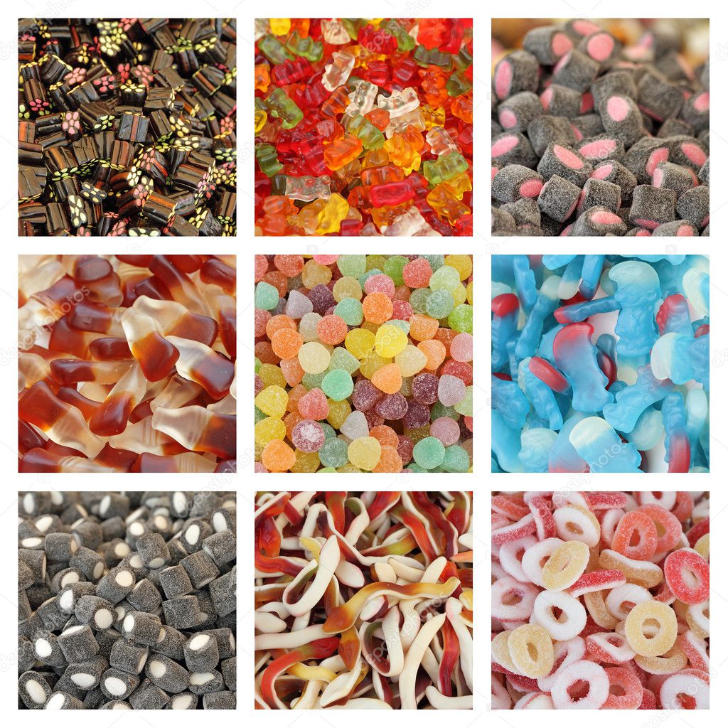 Assorted jelly candies collage Stock Photo by ©Malgorzata_Kistryn 46048625