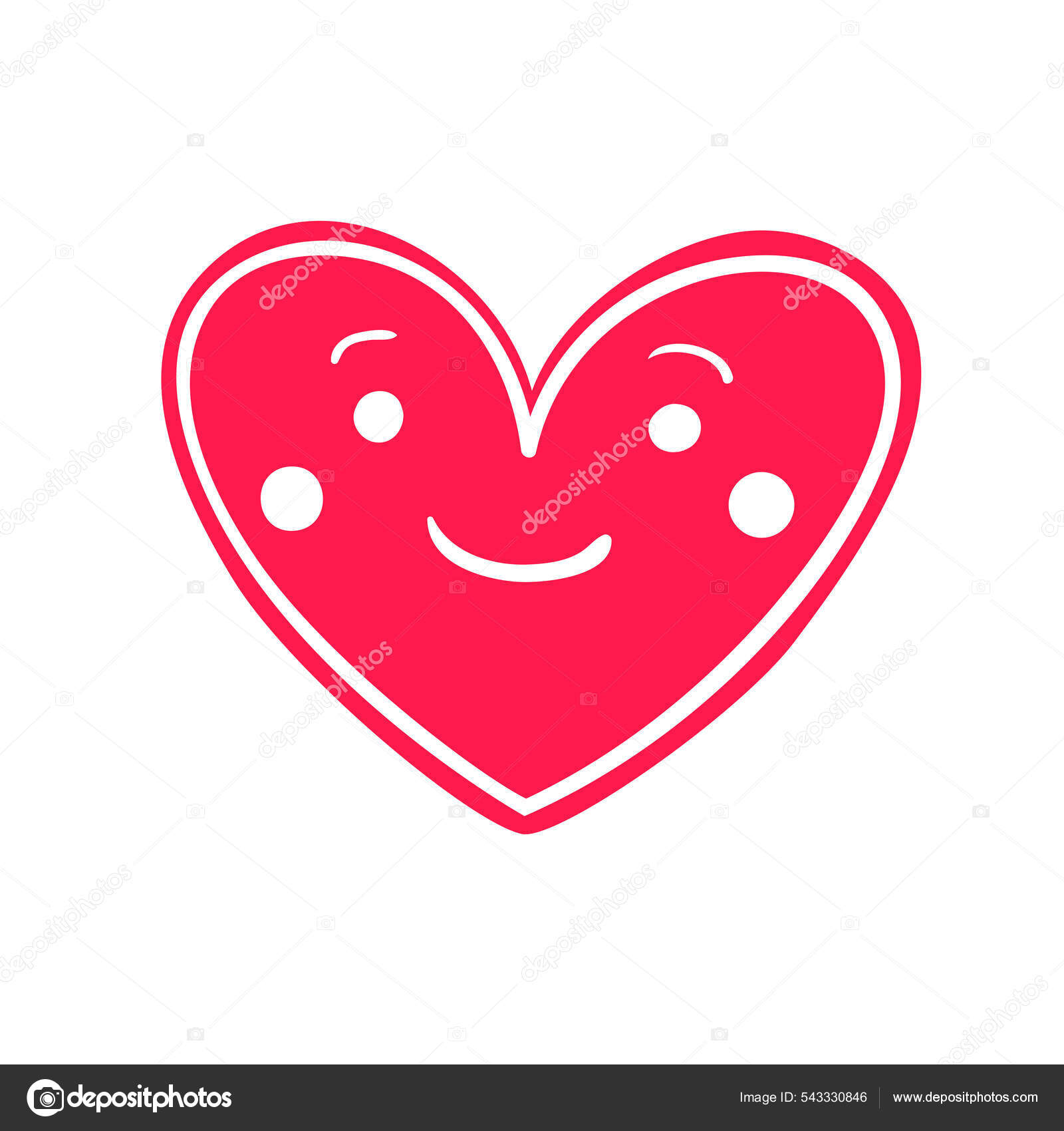 Wajah Bahagia Tersenyum Ceria Dalam Bentuk Hati Gambar Vektor Vektor ...