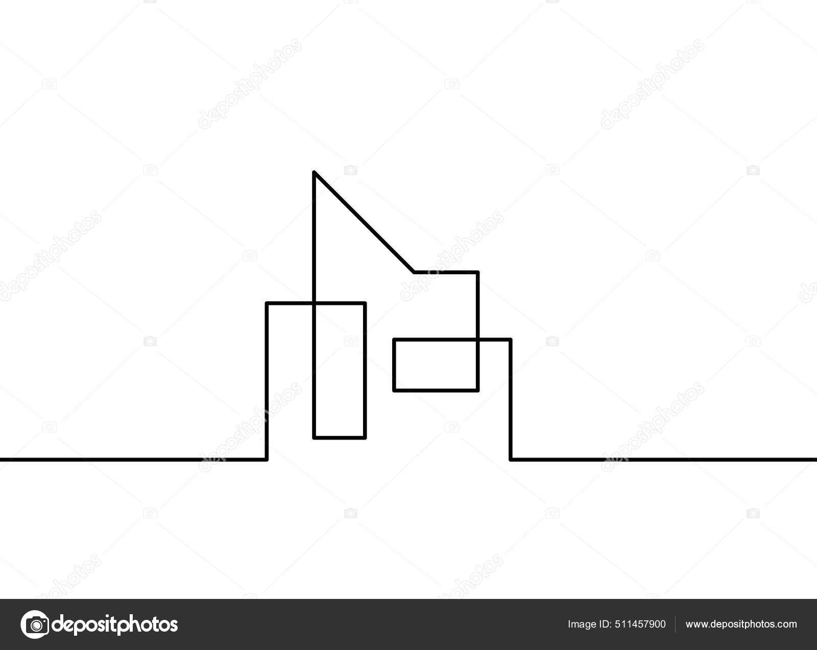 Abstract Architecture Continuous Lines Drawing White Background Stock ...